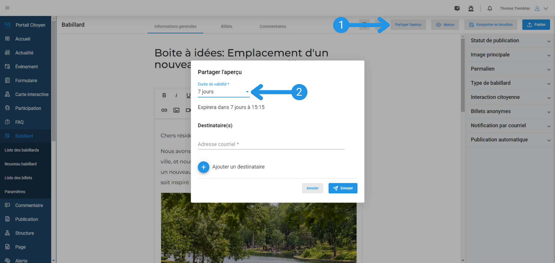 Créer un babillard - Modellium