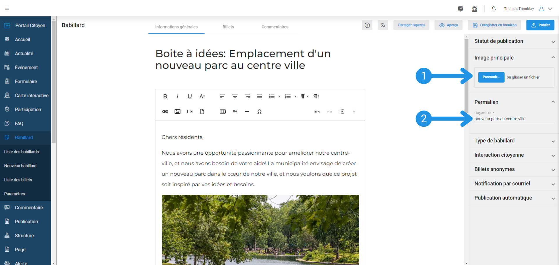 Créer un babillard - Modellium