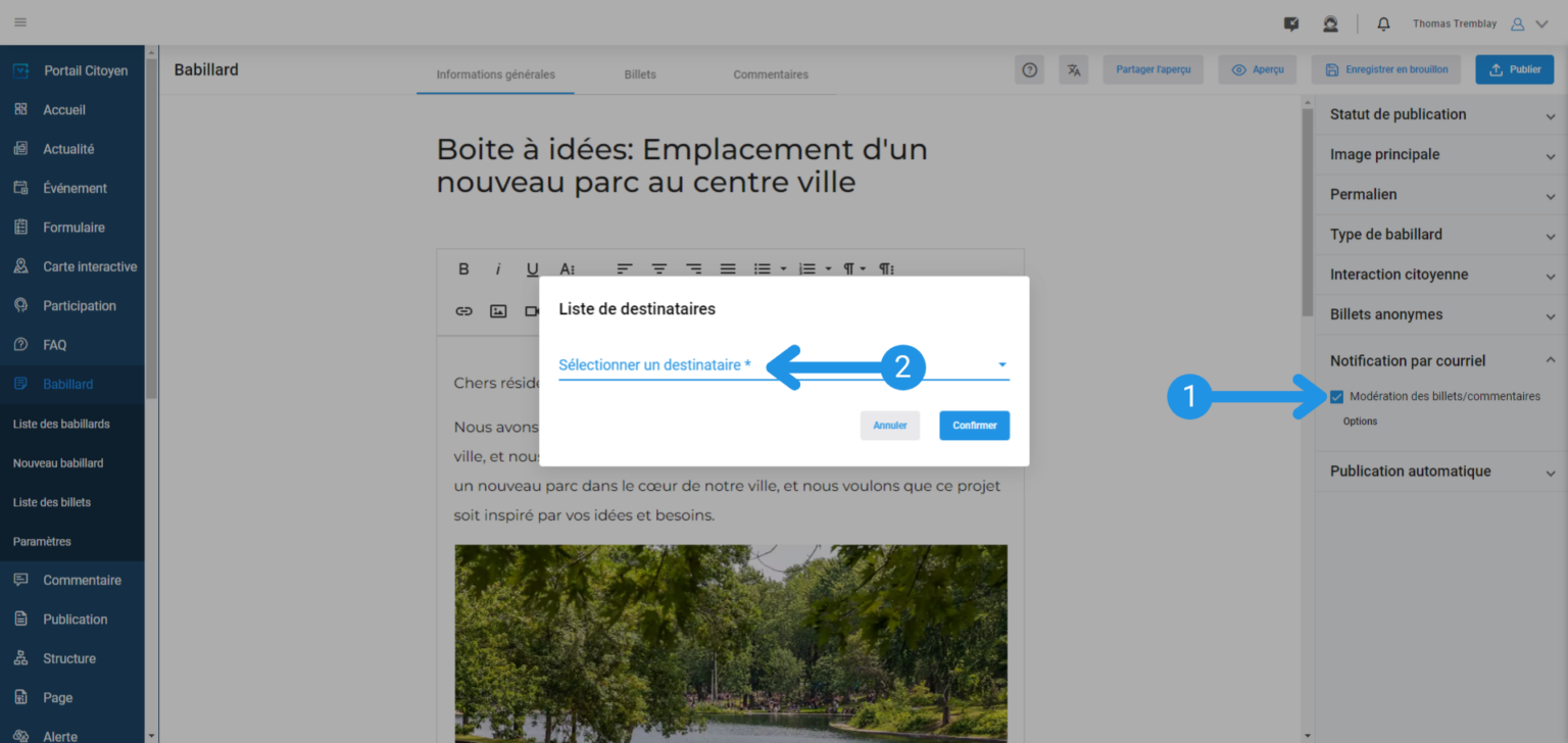 Créer un babillard - Modellium