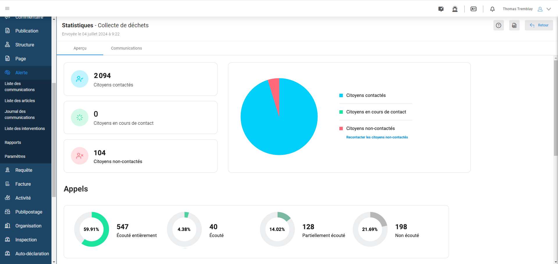 Obtenir les statistiques des communications - Modellium